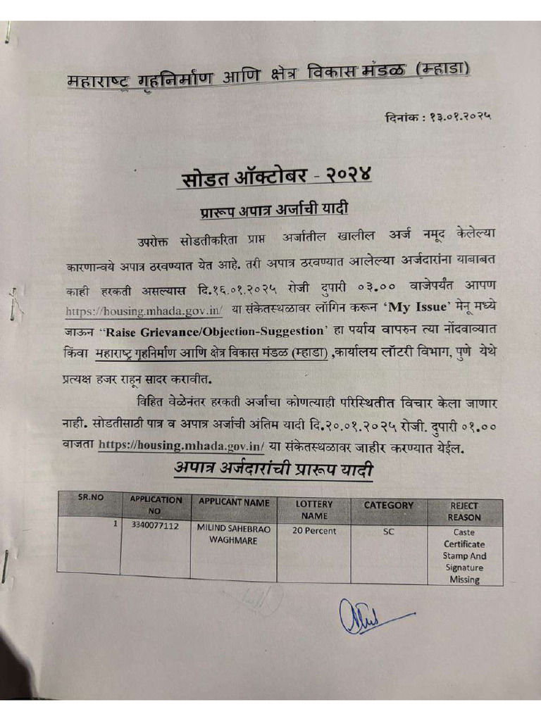 Draft-List Reject | PDF