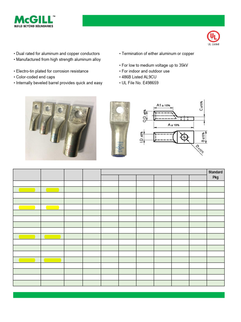 Dual Rated Aluminum Compression Lugs | PDF | Building Engineering ...