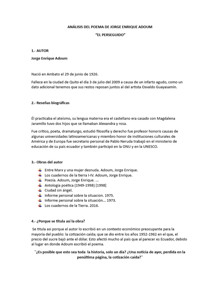 Análisis del poema "El perseguido" | PDF