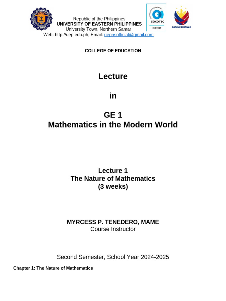 MMW-Chapter-1 | PDF | Pattern | Mathematics