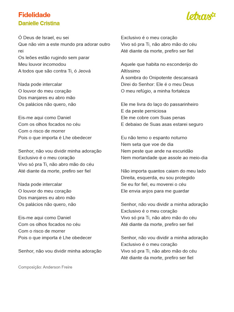 FIDELIDADE - Danielle Cristina (Impressão) | PDF