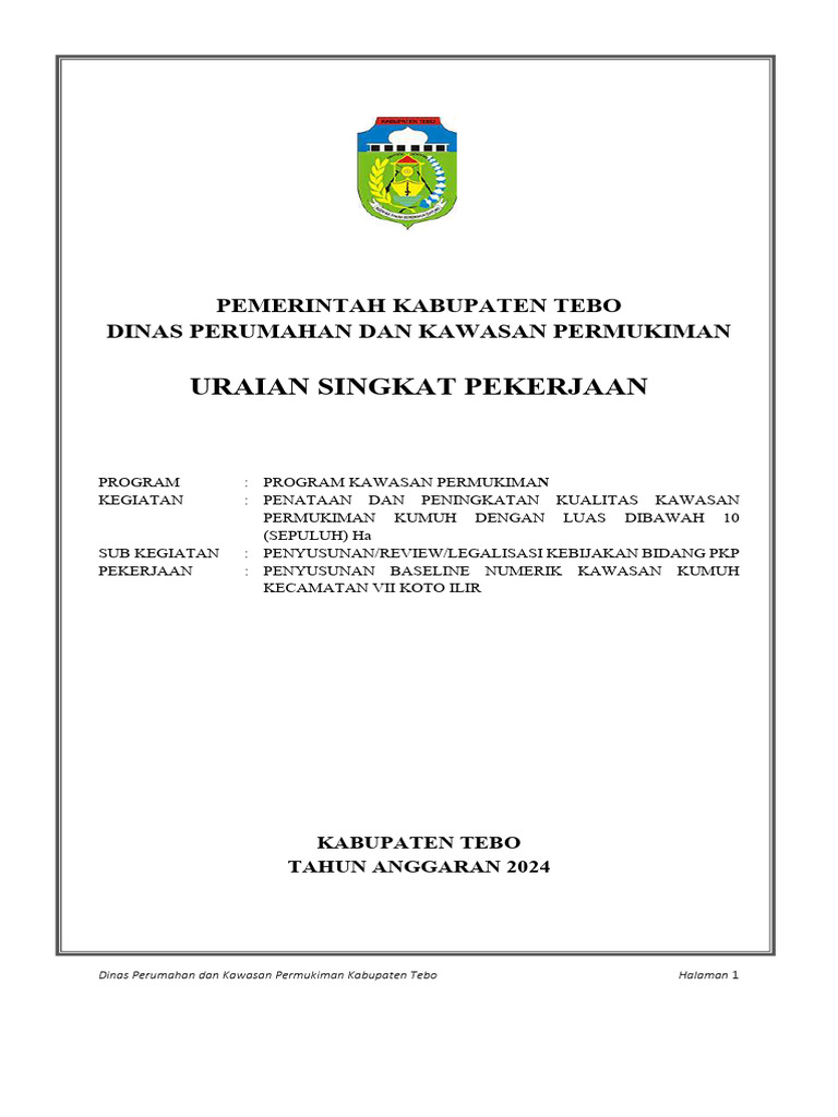 Uraian Singkat Baseline Balai Rajo | PDF