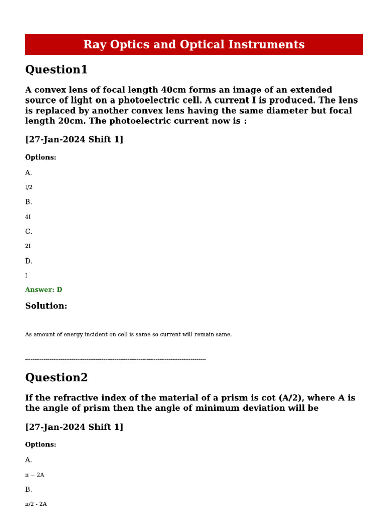 Geometrical Optics | PDF