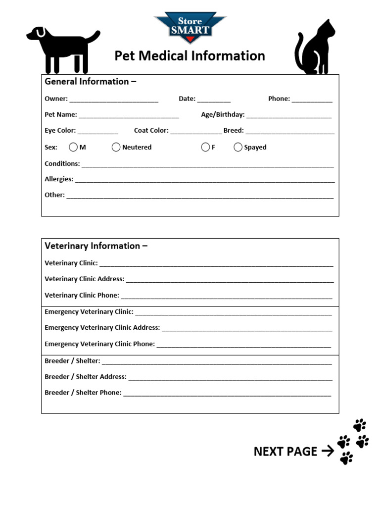 Pet Medical Information Template | PDF | Neutering | Animals And Humans