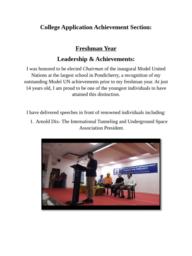 College Achievements: Leadership & Awards | PDF