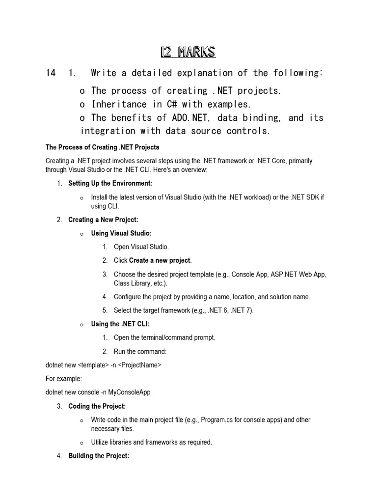 12 MARKS | PDF | Class (Computer Programming) | C Sharp (Programming ...