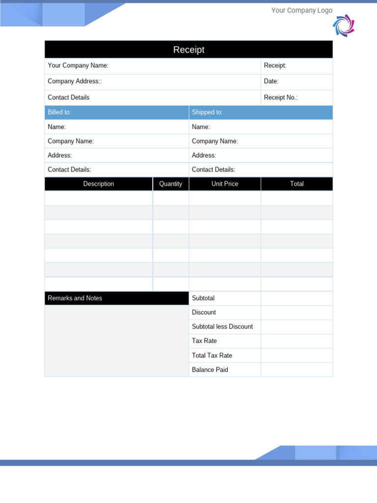 Invoices Receipts Standard-Receipts Receipt-Template-Word | PDF