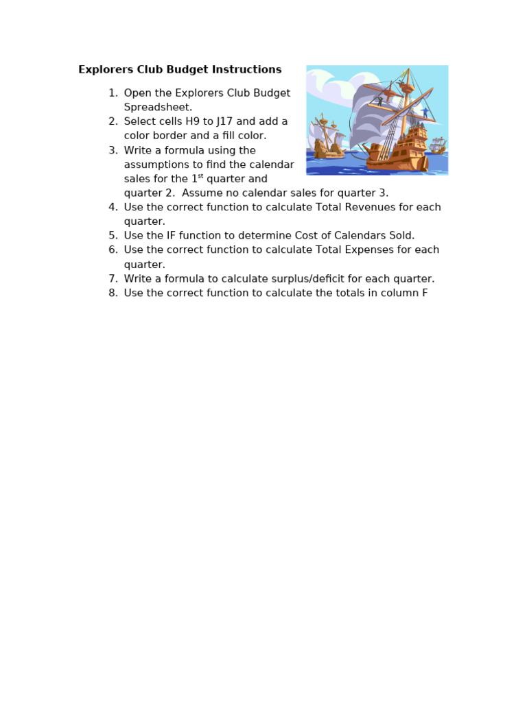 Explorers Club Budget Instructions | PDF