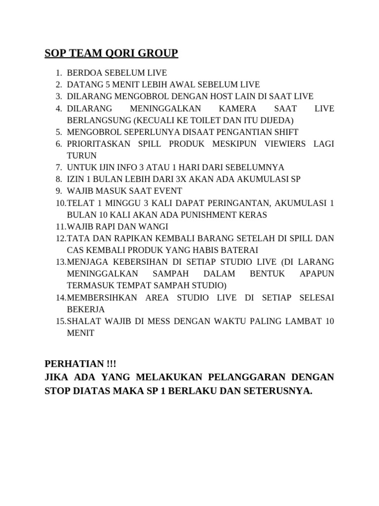 Sop Team Qori Group | PDF