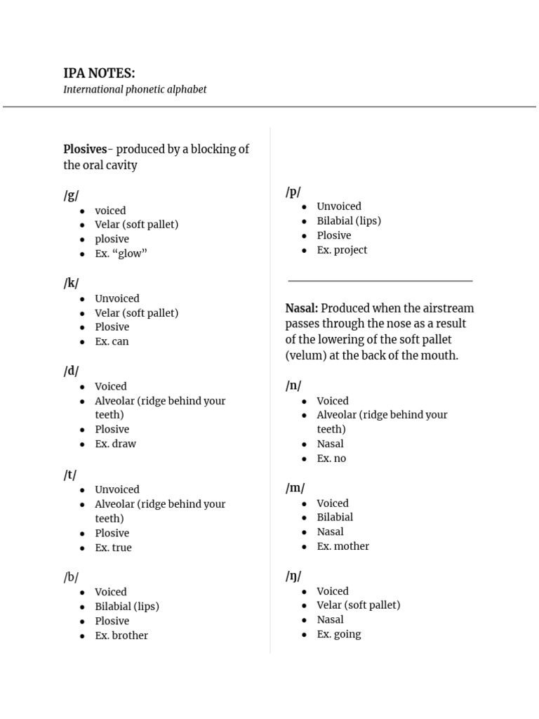 IPA NOTES_ | PDF | Phonetics | Human Voice