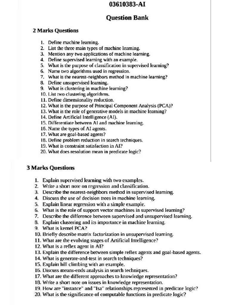 AI Question Bank | PDF