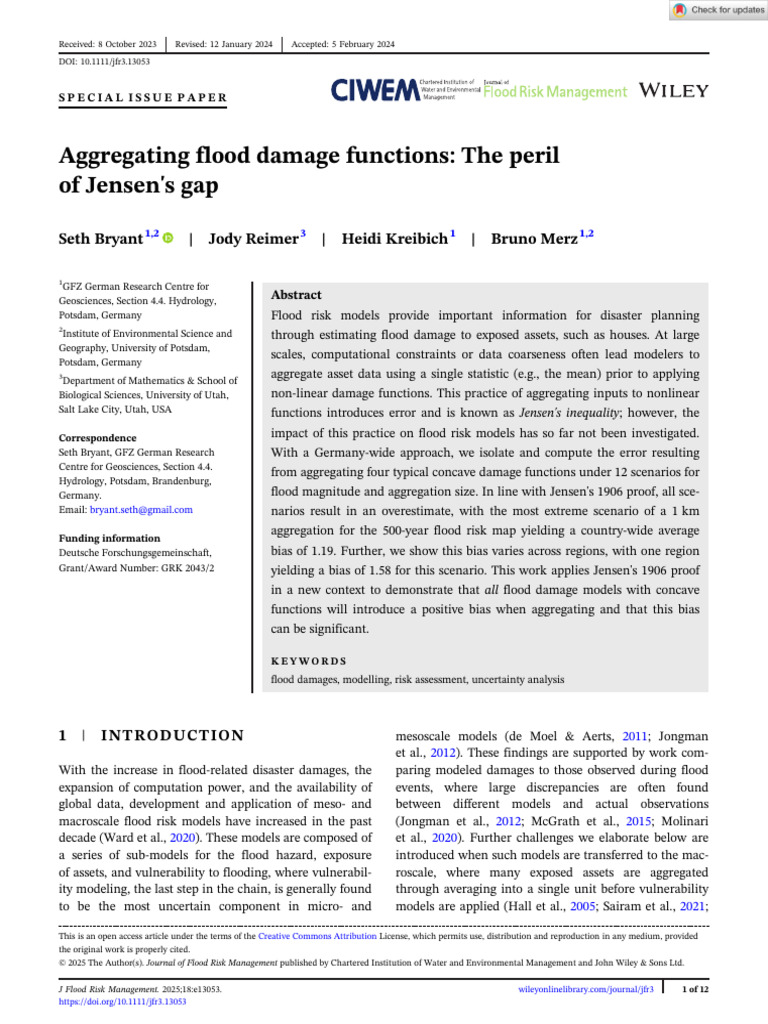 J Flood Risk Management - 2025 - Bryant - Aggregating Flood Damage ...