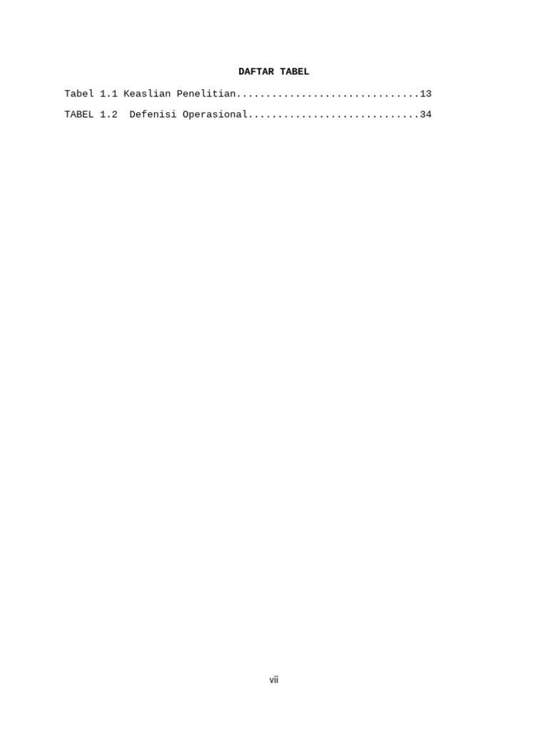 Daftar Tabel | PDF