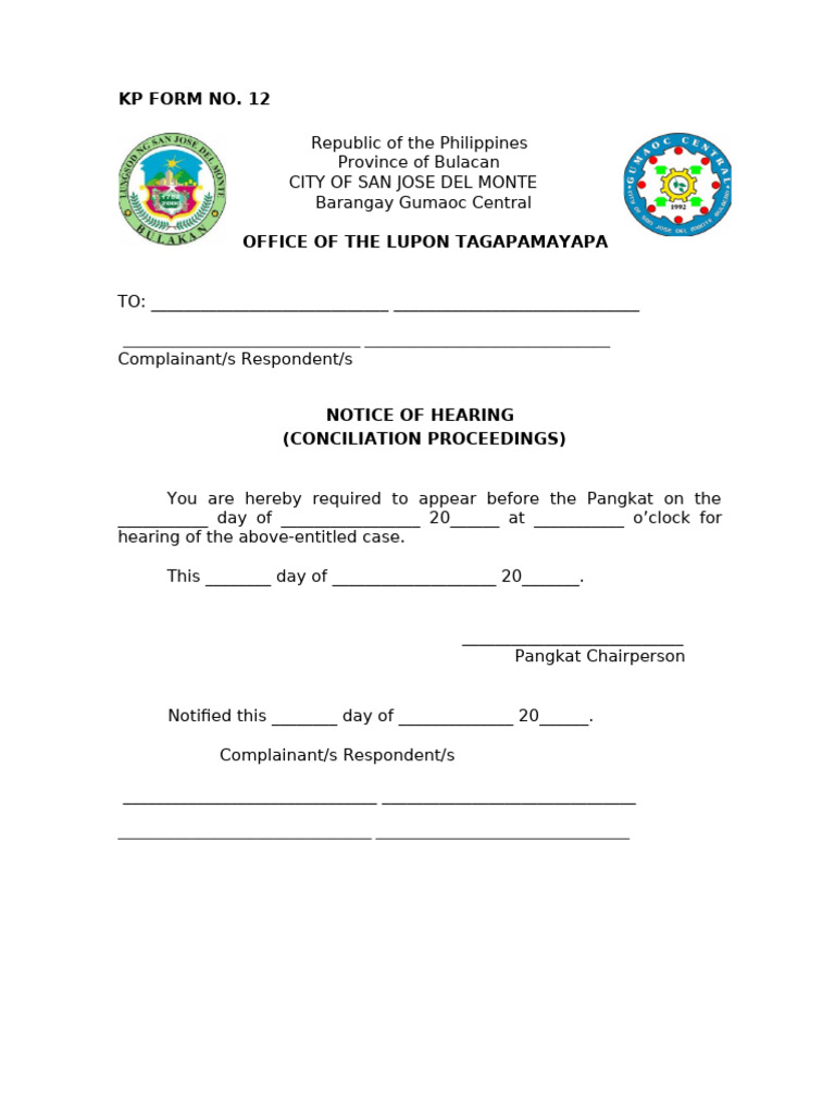 KP Form 12 | PDF