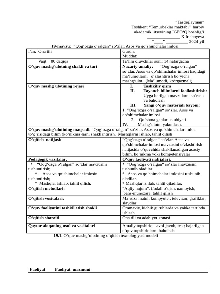 19-dars mavzulari | PDF
