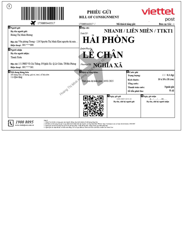 Viettel Post - Dì Thái | PDF