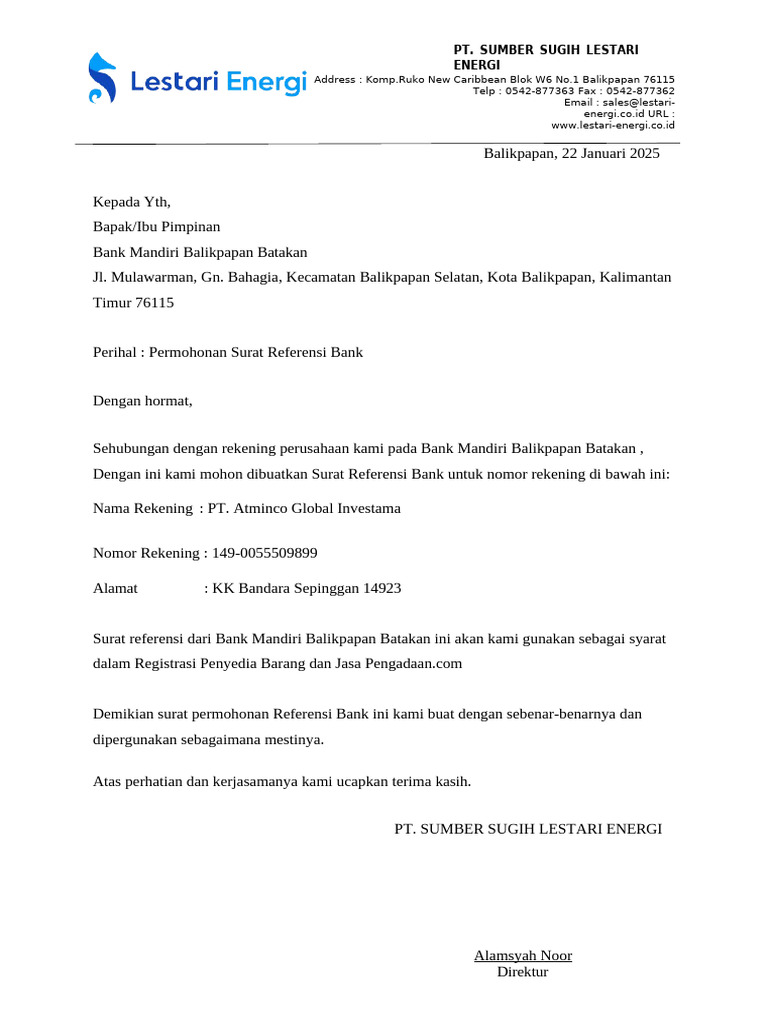 Surat Permohonan Reff Bank | PDF