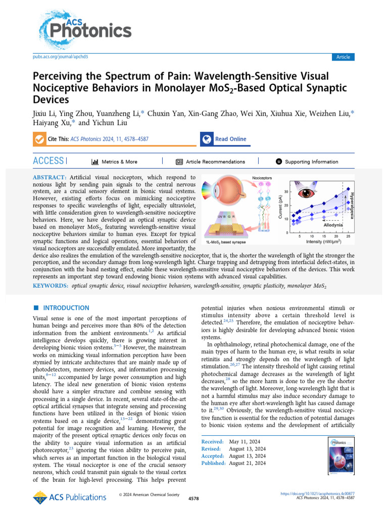 Li Et Al 2024 Perceiving The Spectrum of Pain Wavelength Sensitive ...