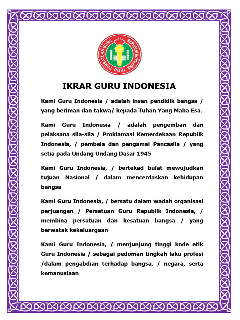 Ikrar Guru Indonesia | PDF