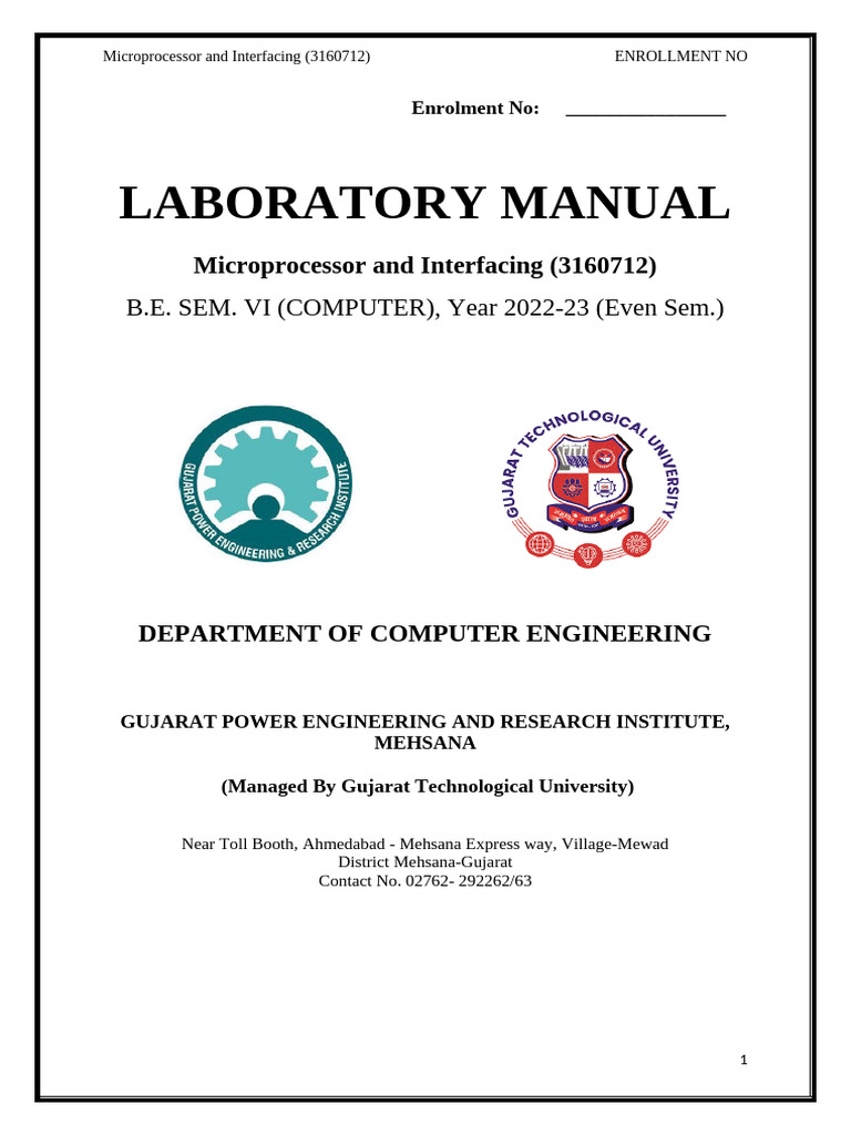 Microprocessor Interfacing Lab Manual | PDF | Assembly Language | Bit