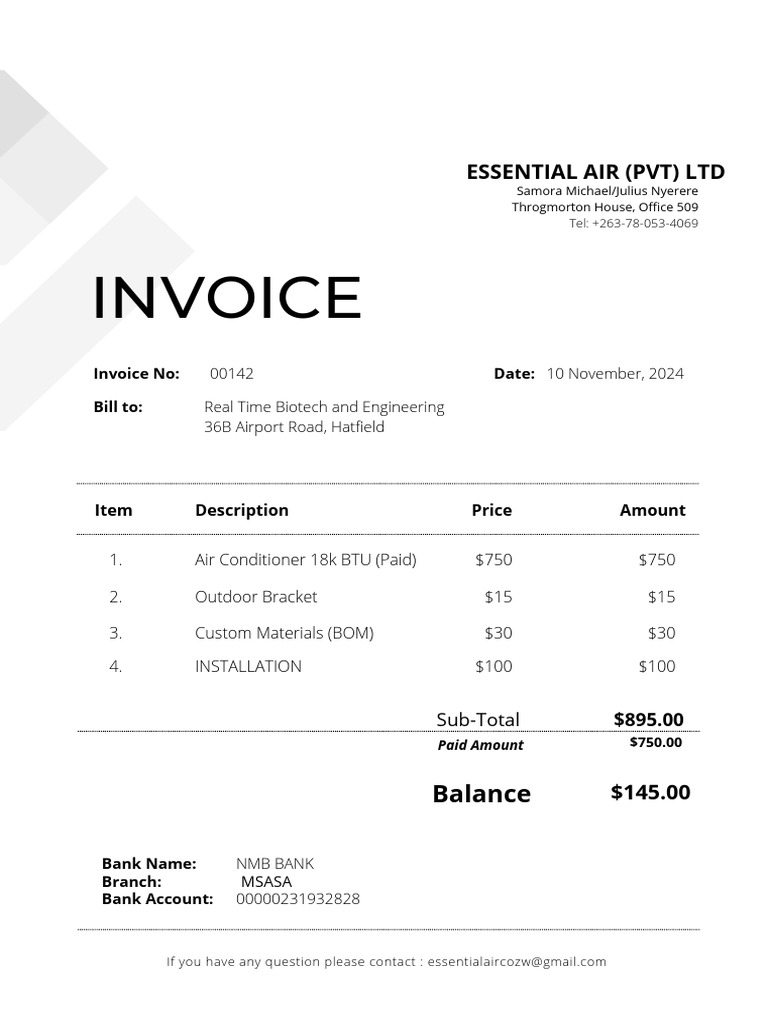 Auxin Mining Services Invoice PDF | PDF