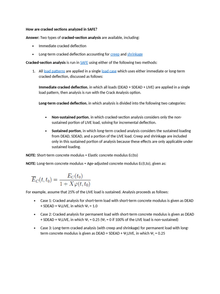 How are cracked sections analyzed in SAFE | PDF | Young's Modulus | Structural Load