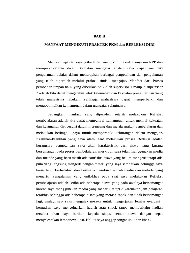 Bab 2 Manfaat PKM Dan Refleksi Diri | PDF