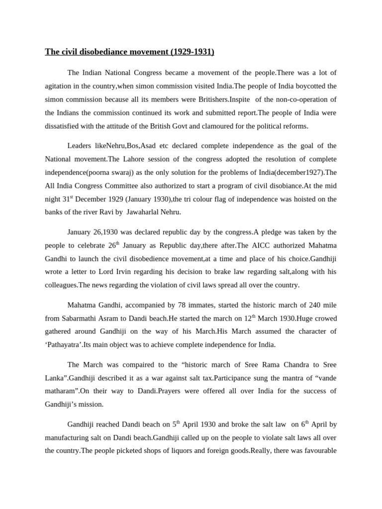 Civil Disobedience Movement in India | PDF | Mahatma Gandhi | Nonviolence
