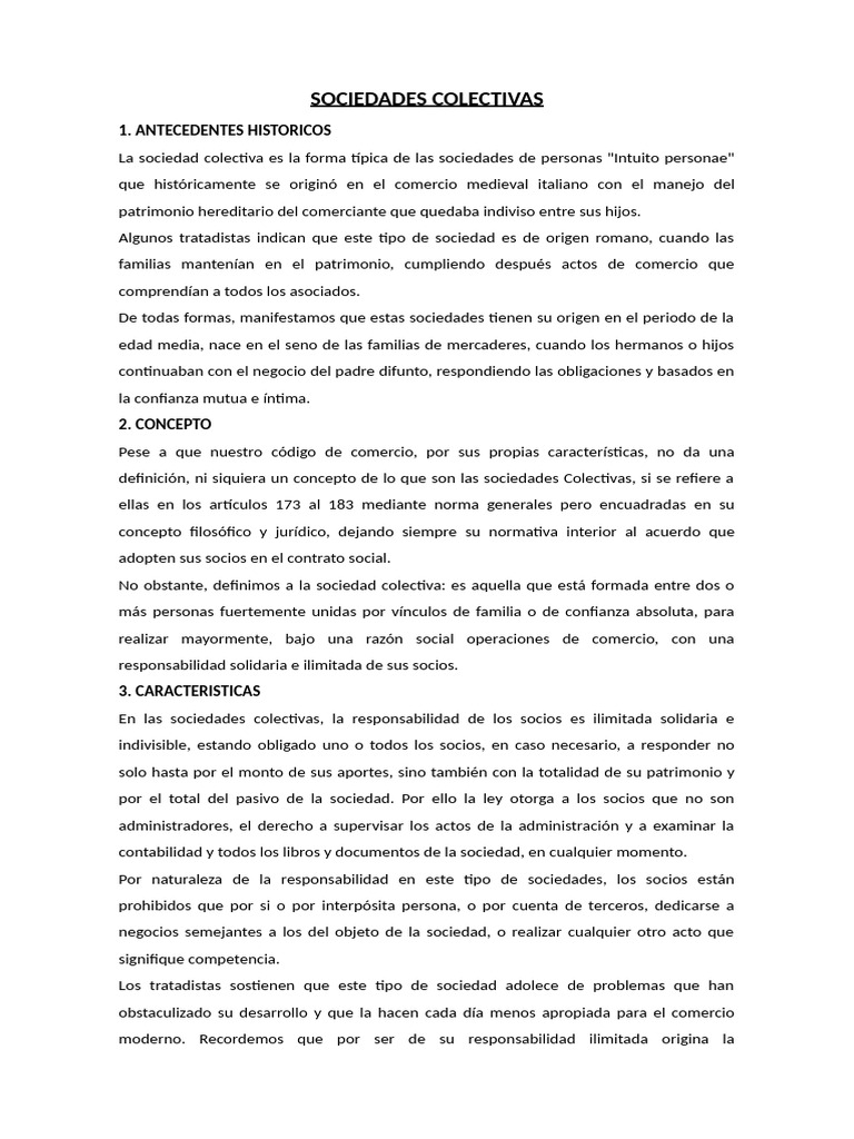 Sociedades Colectivas | PDF | Sociedad General | Sociedad