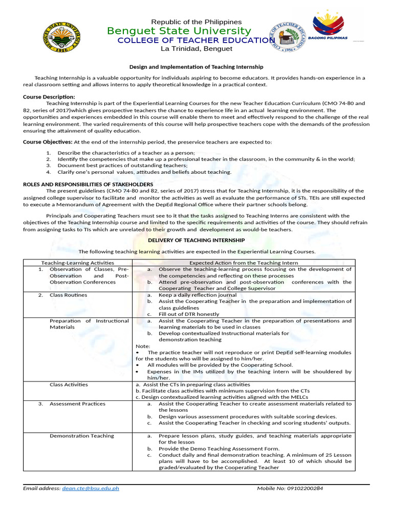 Teaching Internship Guidelines 2025 | PDF | Teachers | Teacher Education