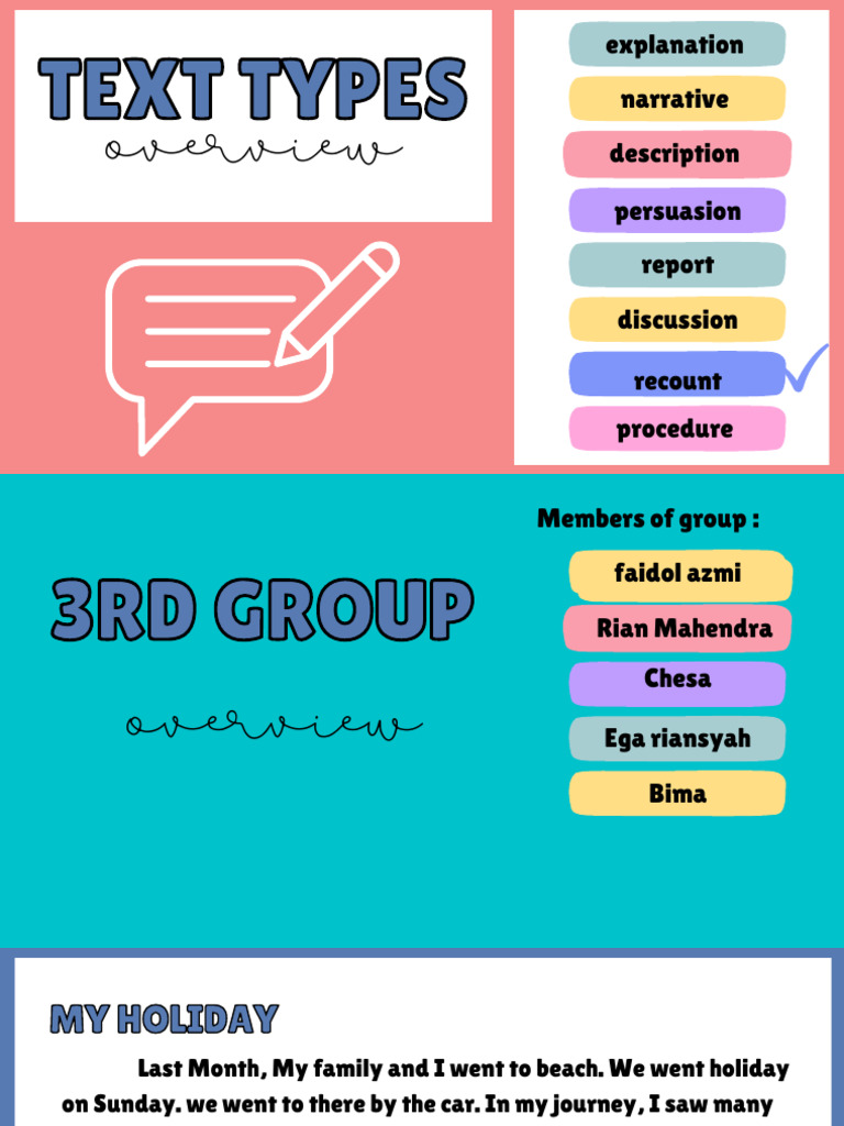 English Text Types Writing Presentation | PDF | Language Families ...