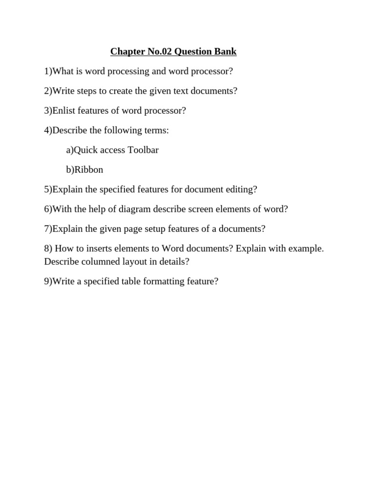 Chap 2 Question Bank | PDF