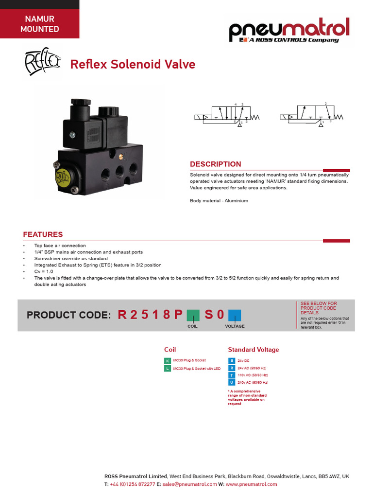Penumatrol Datasheet Reflex Namur Mount Datasheet | PDF | Electrical ...