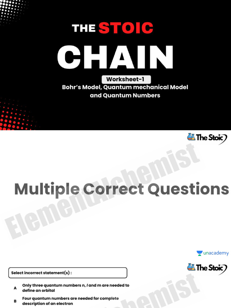 Stoic chem worksheet | PDF | Atomic Orbital | Electron