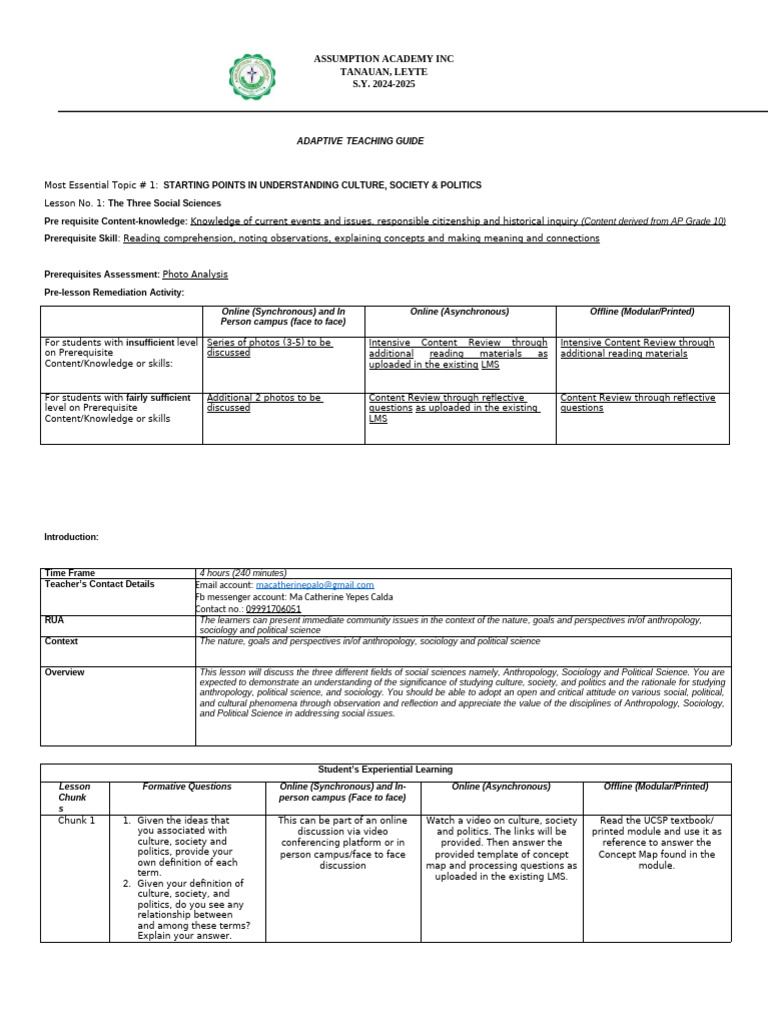 Atg Met 1 Lesson 1 Ucsp | PDF | Social Sciences | Sociology