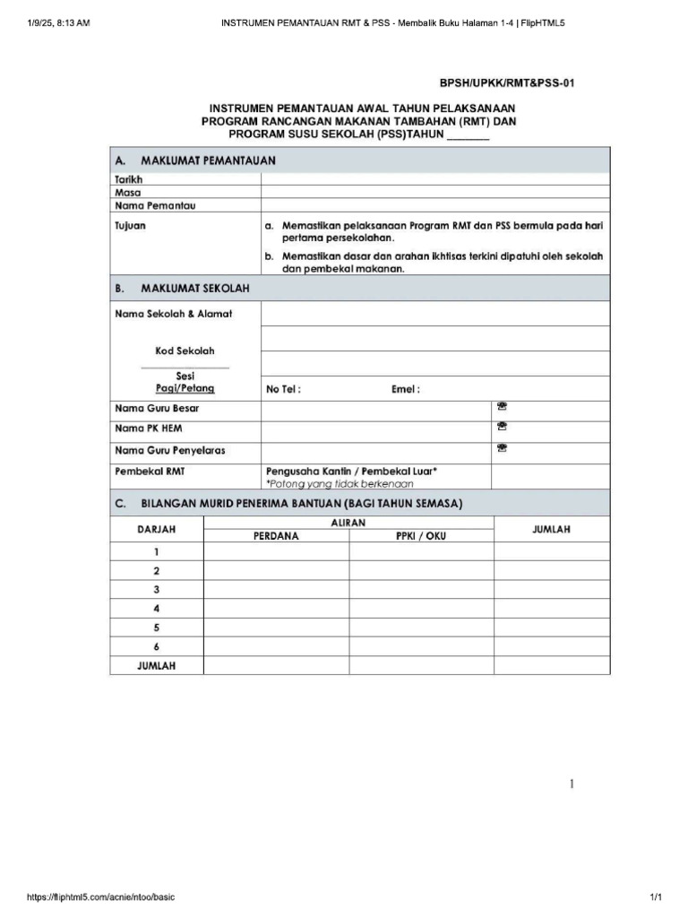 Instrumen Pemantauan Rmt & Pss | PDF