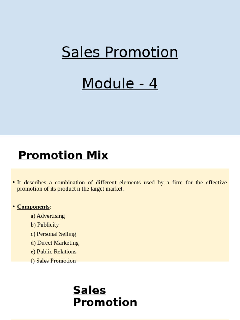 Module 4 Sales Promotion | PDF | Financial Markets | Promotion And ...