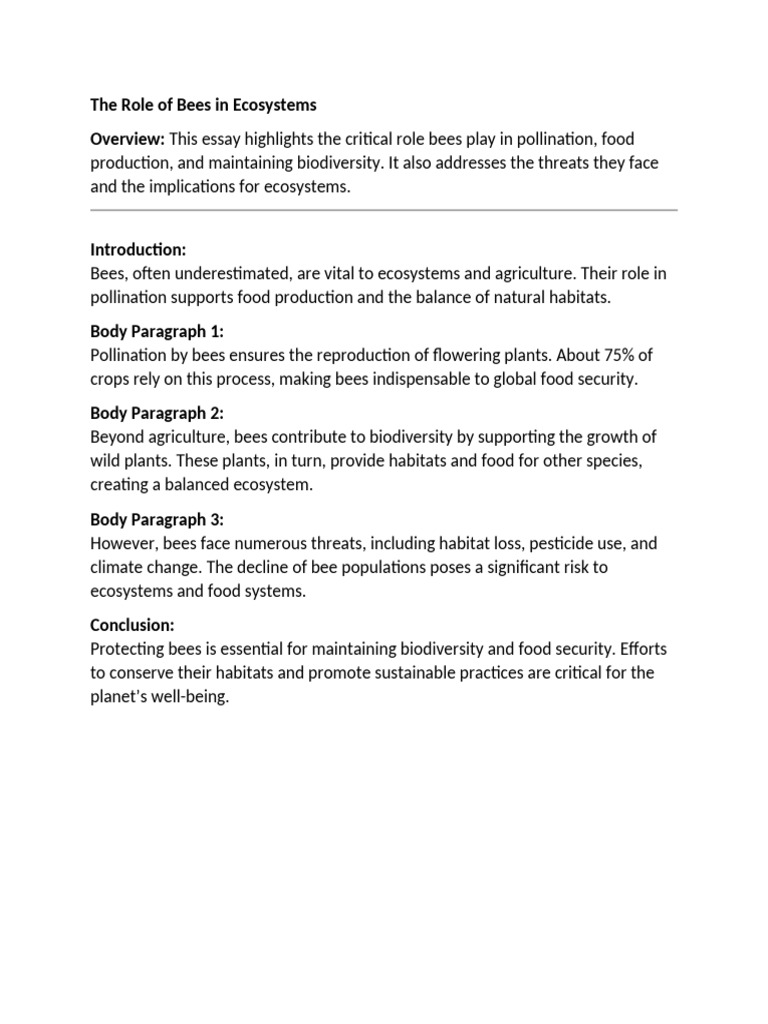 Importance of Bees in Ecosystems | PDF