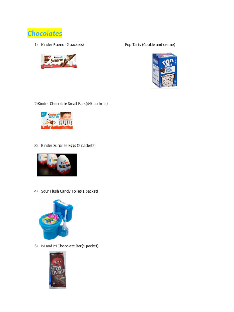 Chocolates Pdf