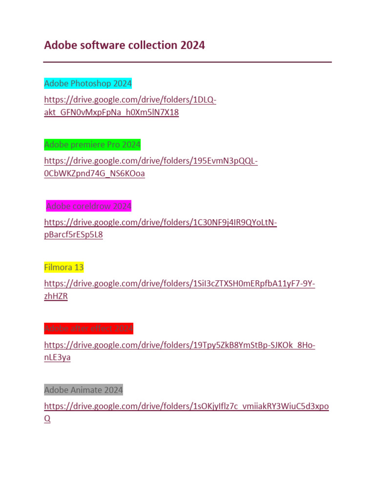 Adobe Master Collection 2024 Links | PDF