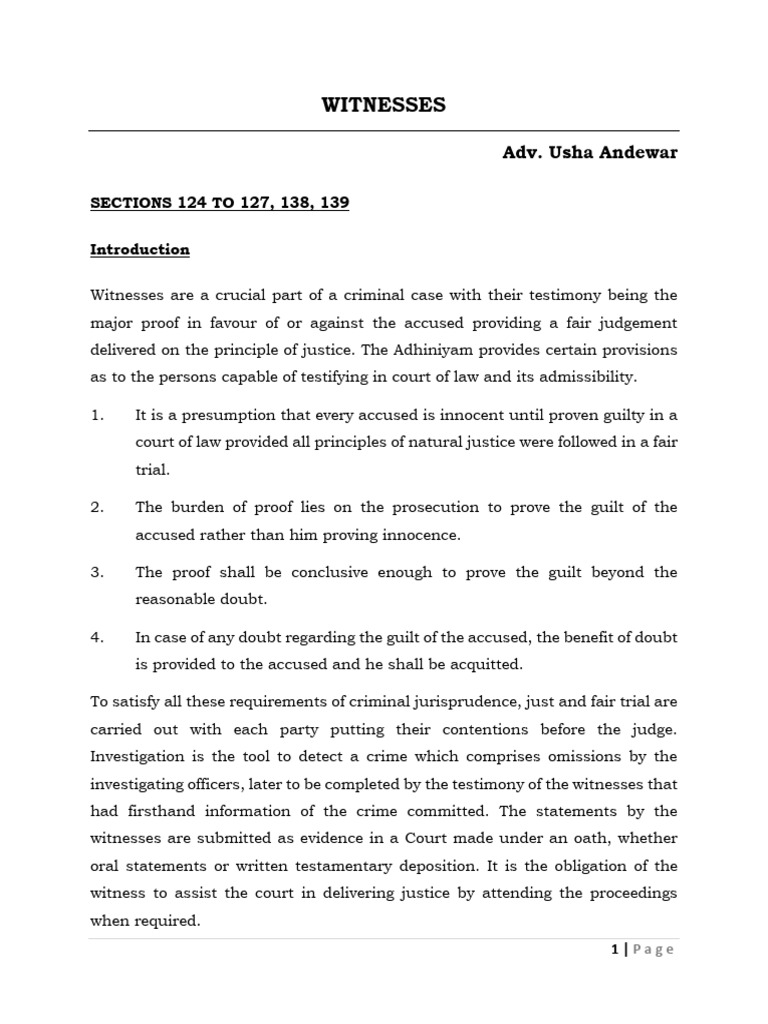 BSA - Witnesses | PDF | Witness | Aiding And Abetting