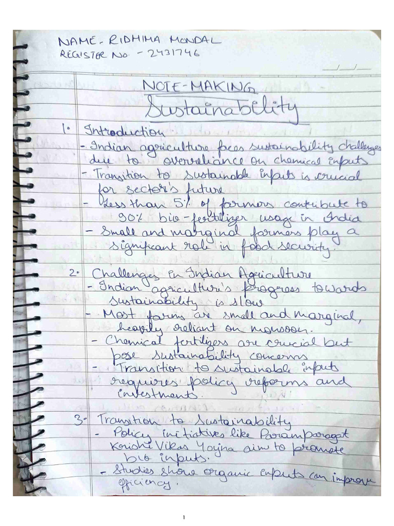 Sustainability Note Making | PDF