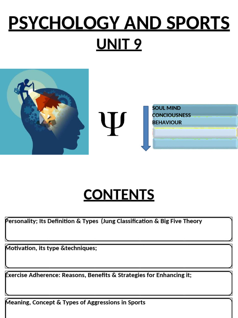 Unit - 9 Psychology in Sports | PDF | Motivational | Motivation