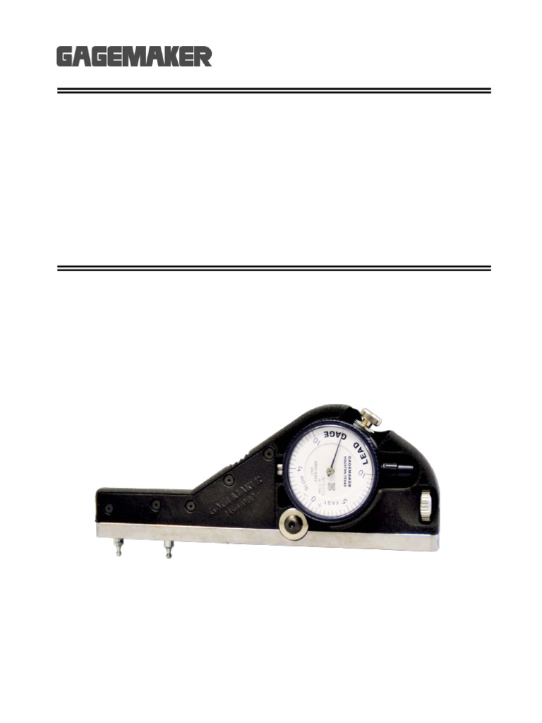 Gagemaker LG 6002 Lead Gage Operation Manual | PDF | Screw | Pipe ...