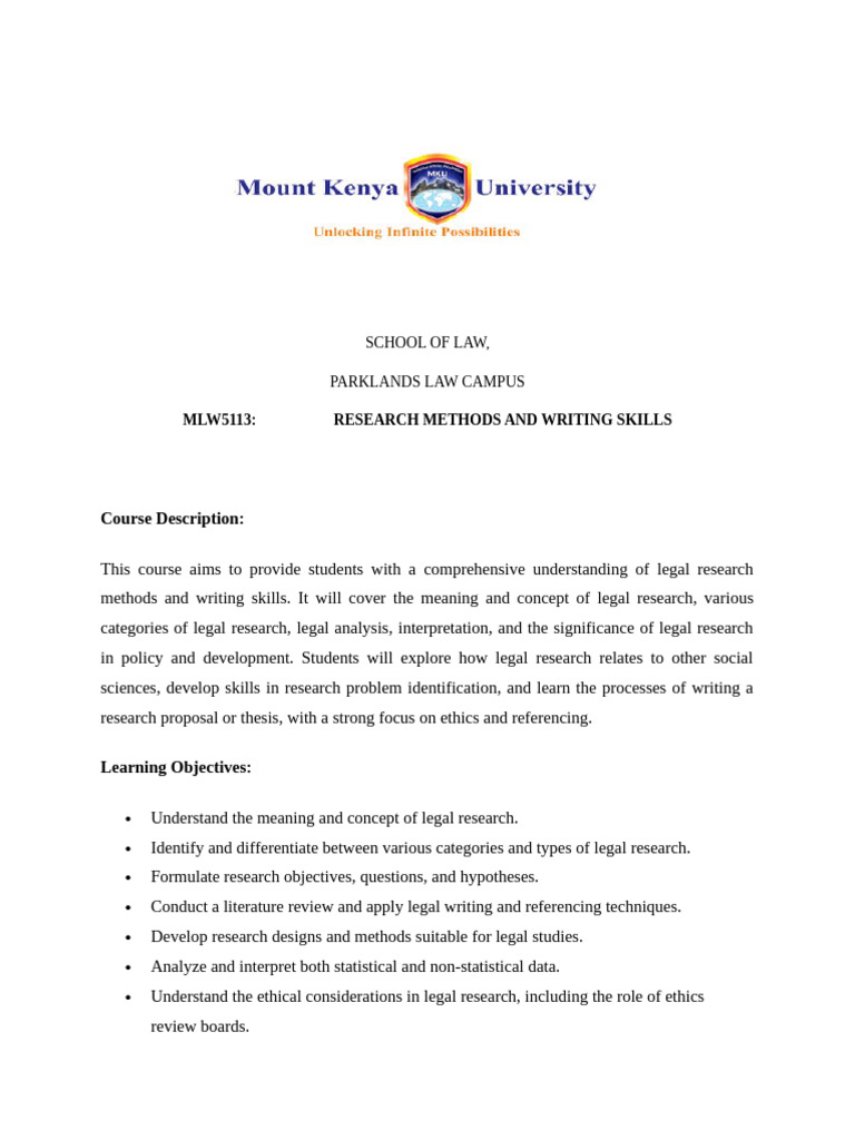 Legal Research Methods Course Overview | PDF | Methodology | Data