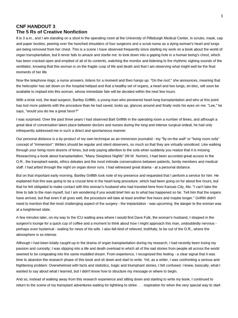 3the 5 Rs of Creative Nonfiction | PDF | Creative Nonfiction | Essays