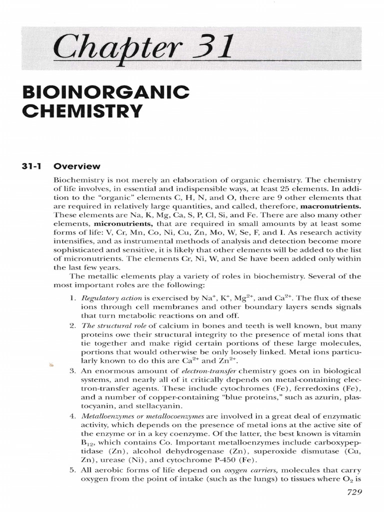 Essential Elements in Bioinorganic Chemistry | PDF | Hemoglobin | Iron