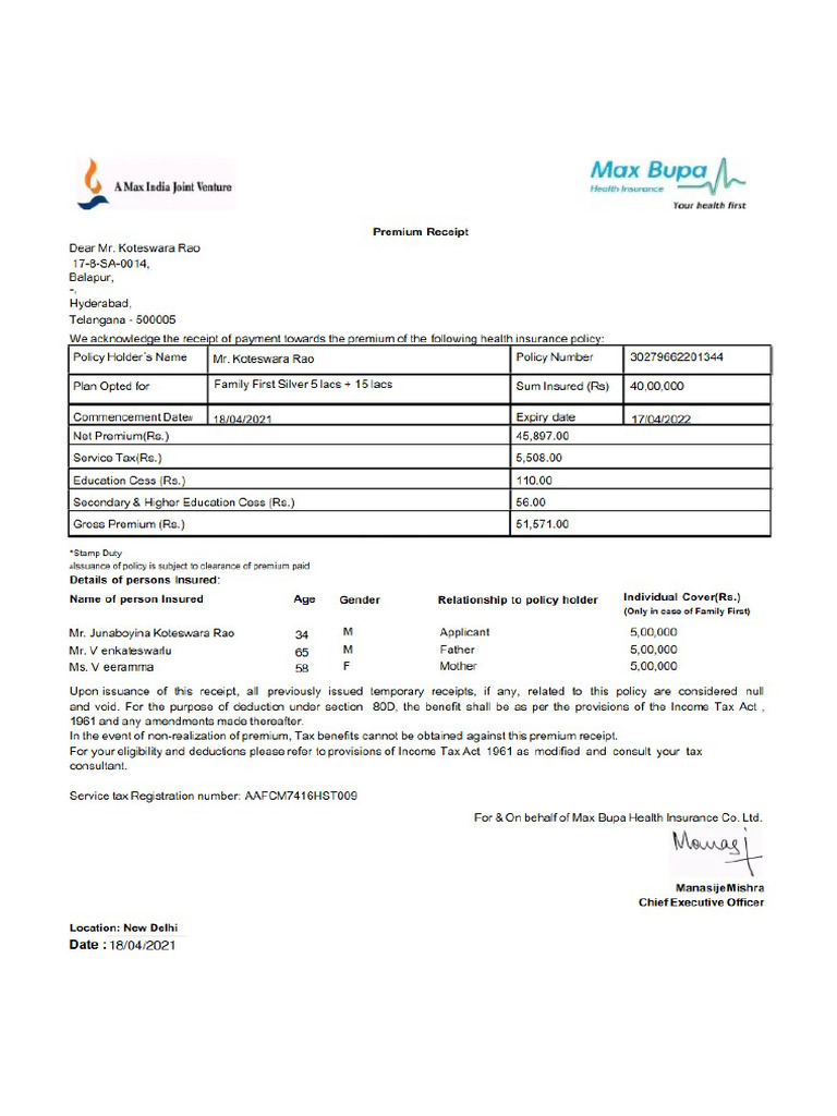 Health Premium Payment | PDF