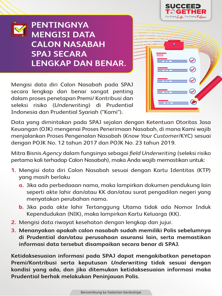 Pentingnya Pengisian Data SPAJ Nasabah | PDF