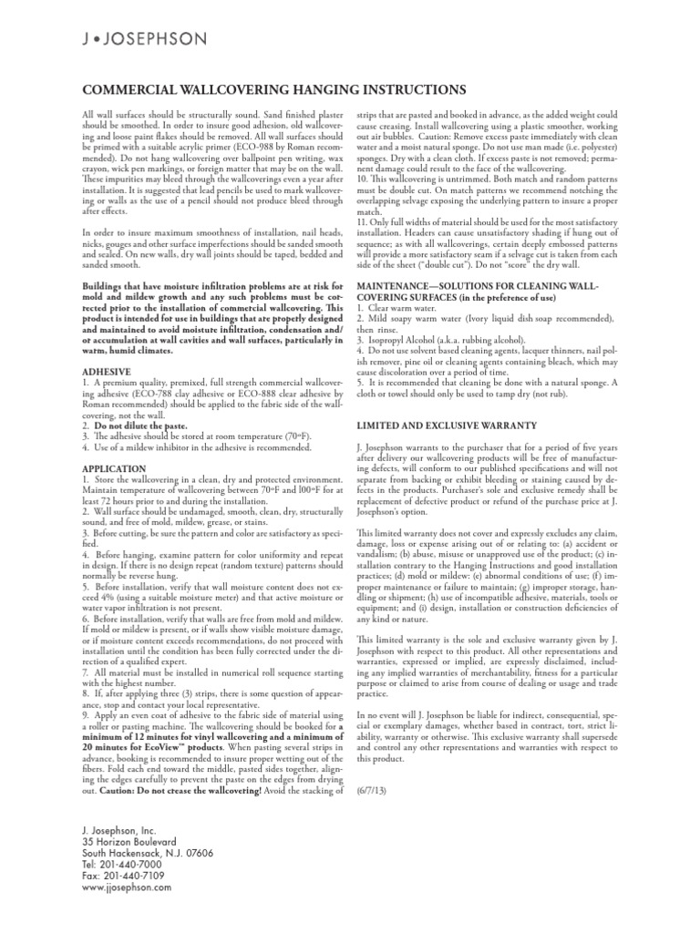 Wallcovering Installation Guide | PDF | Adhesive | Materials
